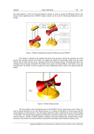 Augmented Diffuser for Horizontal Axis Marine Current Turbine | PDF