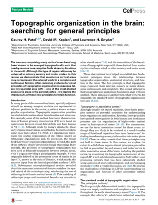 Topographic Organization In The Brain Searching For General Principles ...