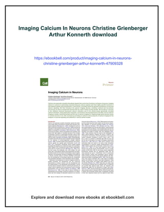 Imaging Calcium In Neurons Christine Grienberger Arthur Konnerth | PDF