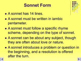 Sonnet | PPT | Poetry | Books and Literature