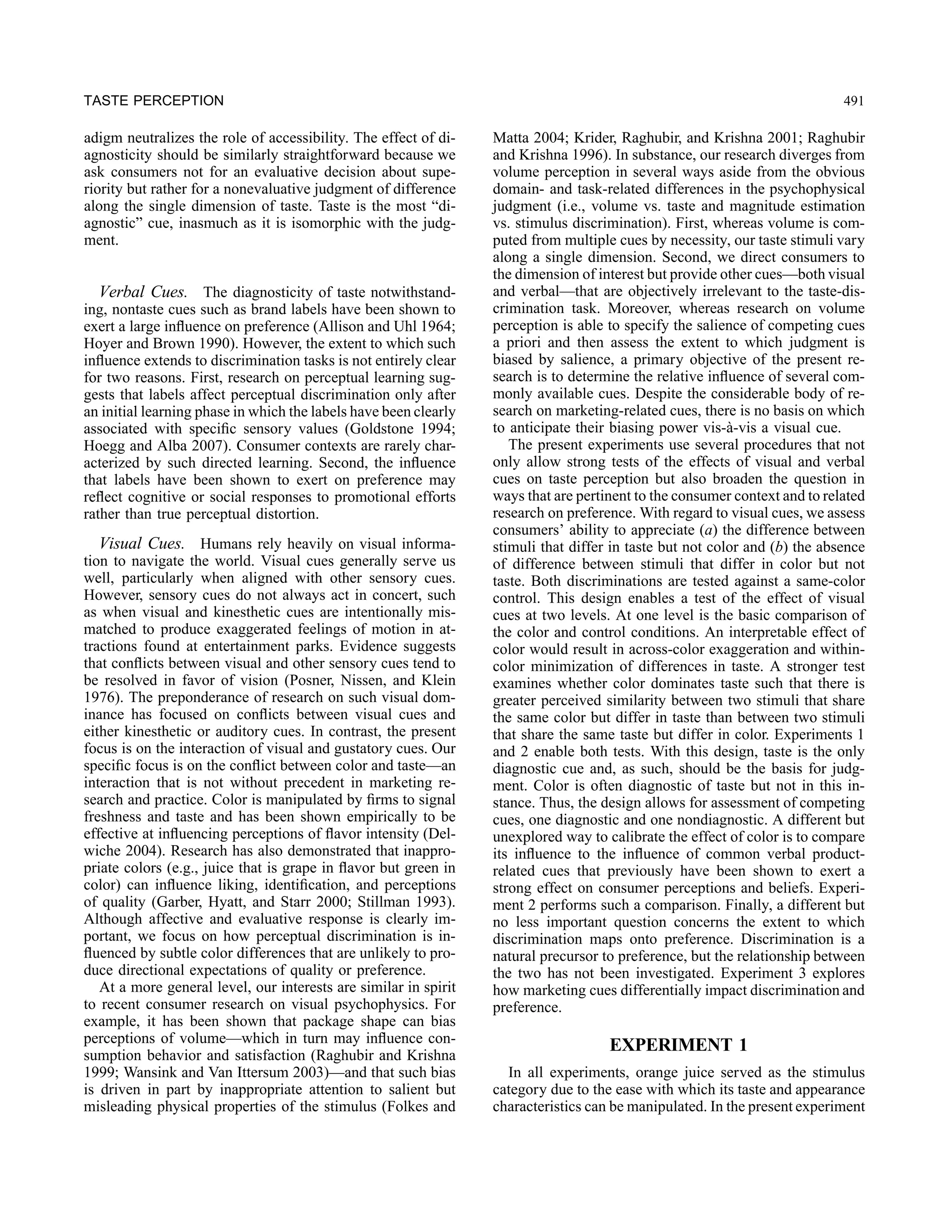 Taste Perception: More than meets the Tongue | PDF
