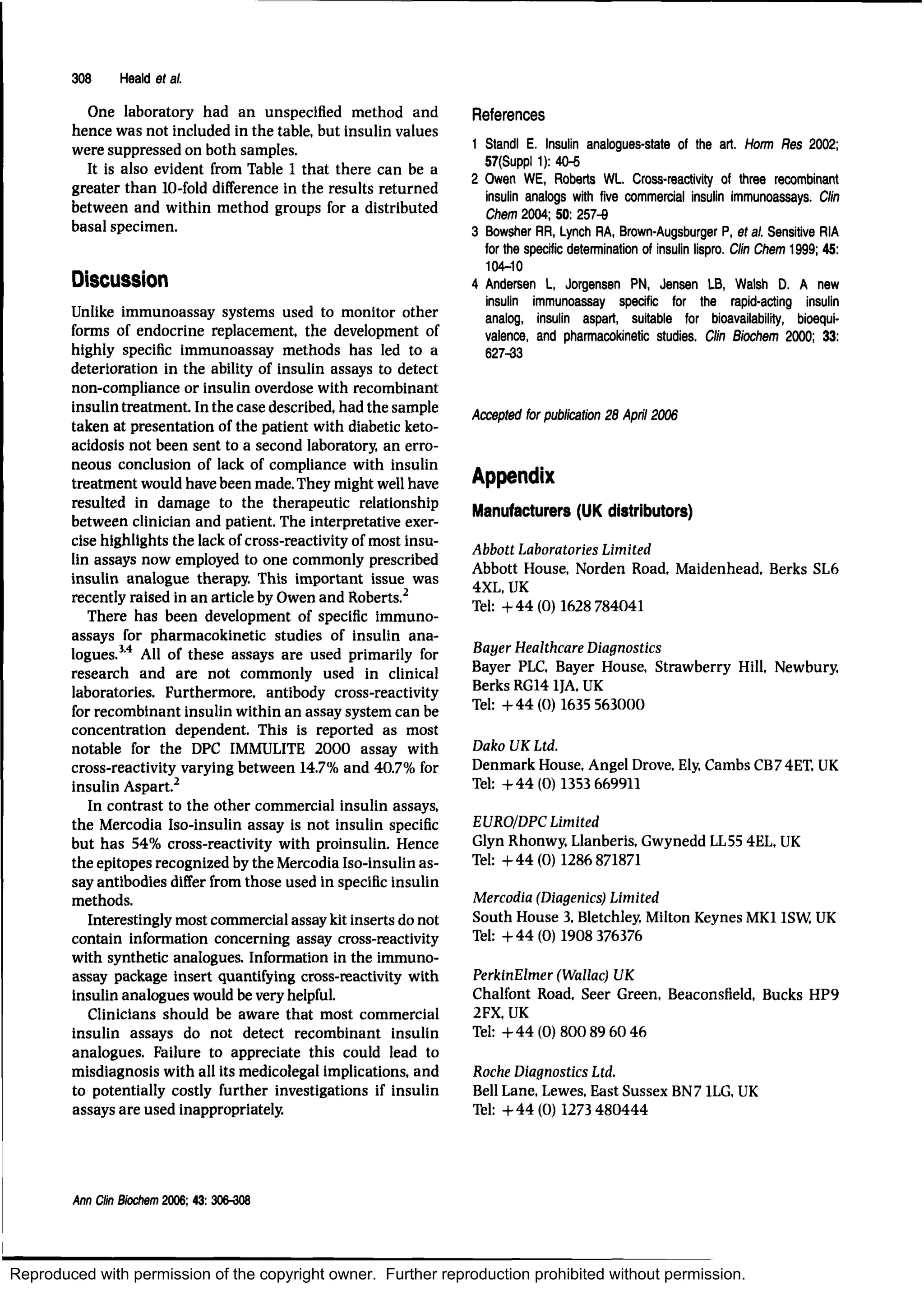 Most commercial insulin assays fail to detect recombinant insulin ...