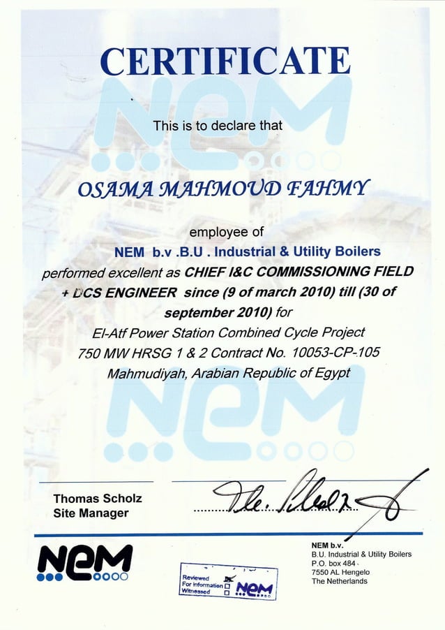 osama nem certificate | PDF