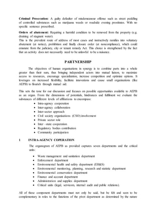 SYNERGY FOR THE PREVENTION OF NUISANCES IN FCT-AEPB Paper | DOCX