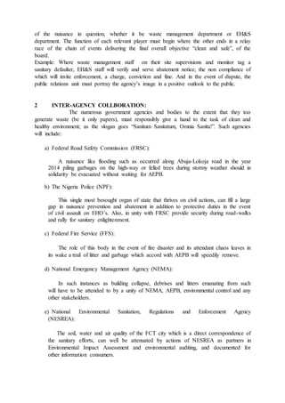 SYNERGY FOR THE PREVENTION OF NUISANCES IN FCT-AEPB Paper | DOCX