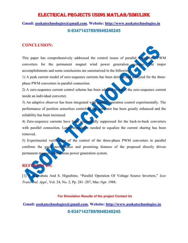 Control Of Parallel Multiple Converters For Direct Drive Permanent Magnet Wind Power Generation