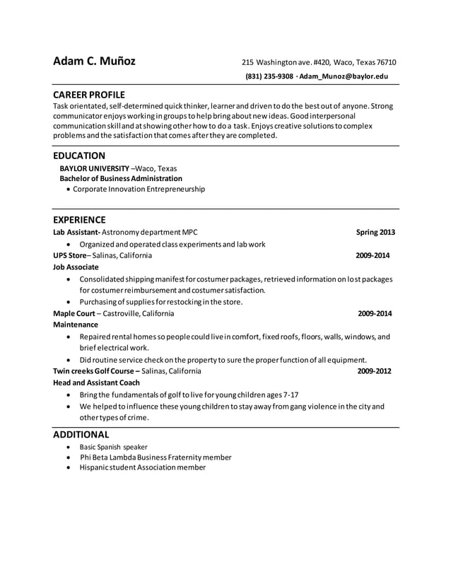 Adam Resume Baylor | DOCX