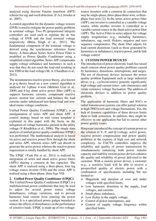 Power Quality Improvement Analysis and Implementation of Custom Power ...