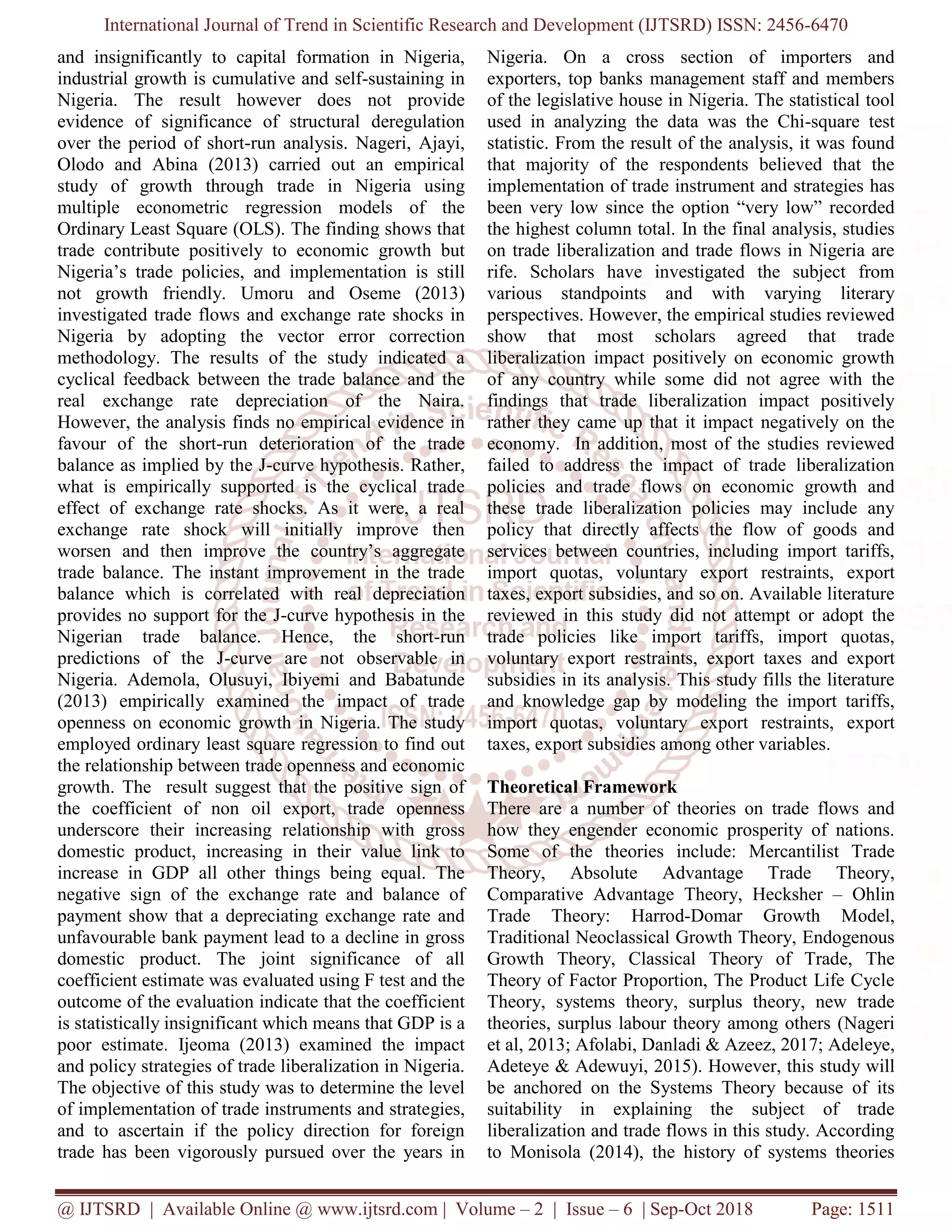 Trade Liberalization and Trade Flows in Nigeria An Aggregated Analysis ...