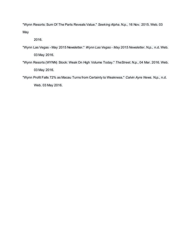 ExecutiveSummaryforWynnResorts | PDF