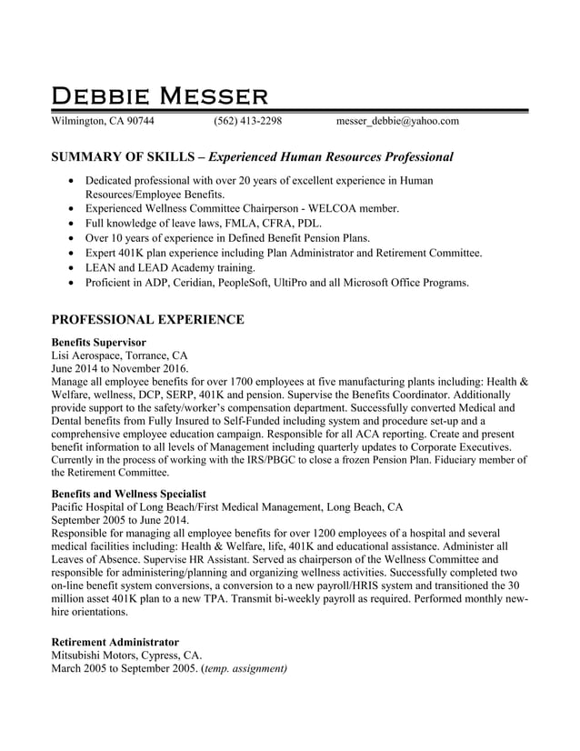 Debbie_Messer3 | DOC | Human Resources | Business