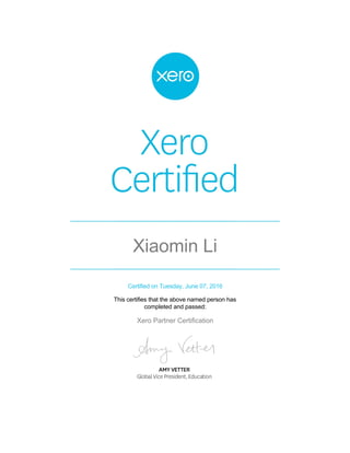 Xero Certificated advisor Xiaomin Li | PDF