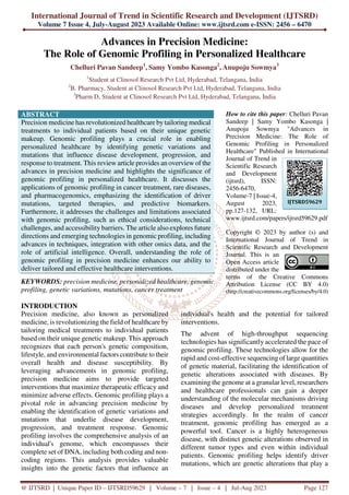 Advances in Precision Medicine The Role of Genomic Profiling in ...