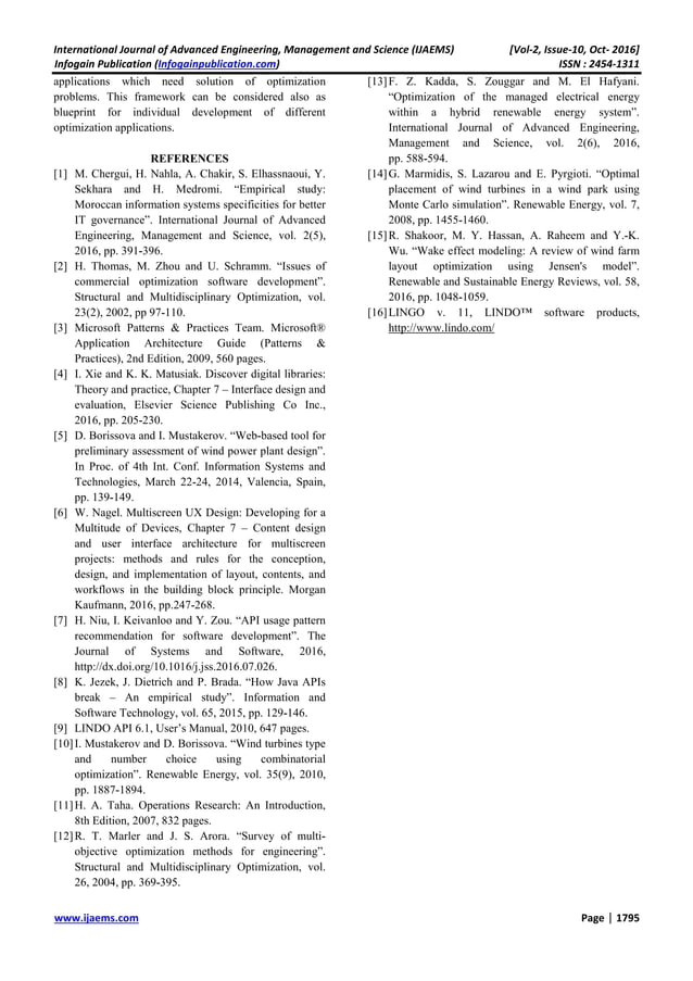 A Framework for Designing of Optimization Software Tools by Commercial API Implementation | PDF
