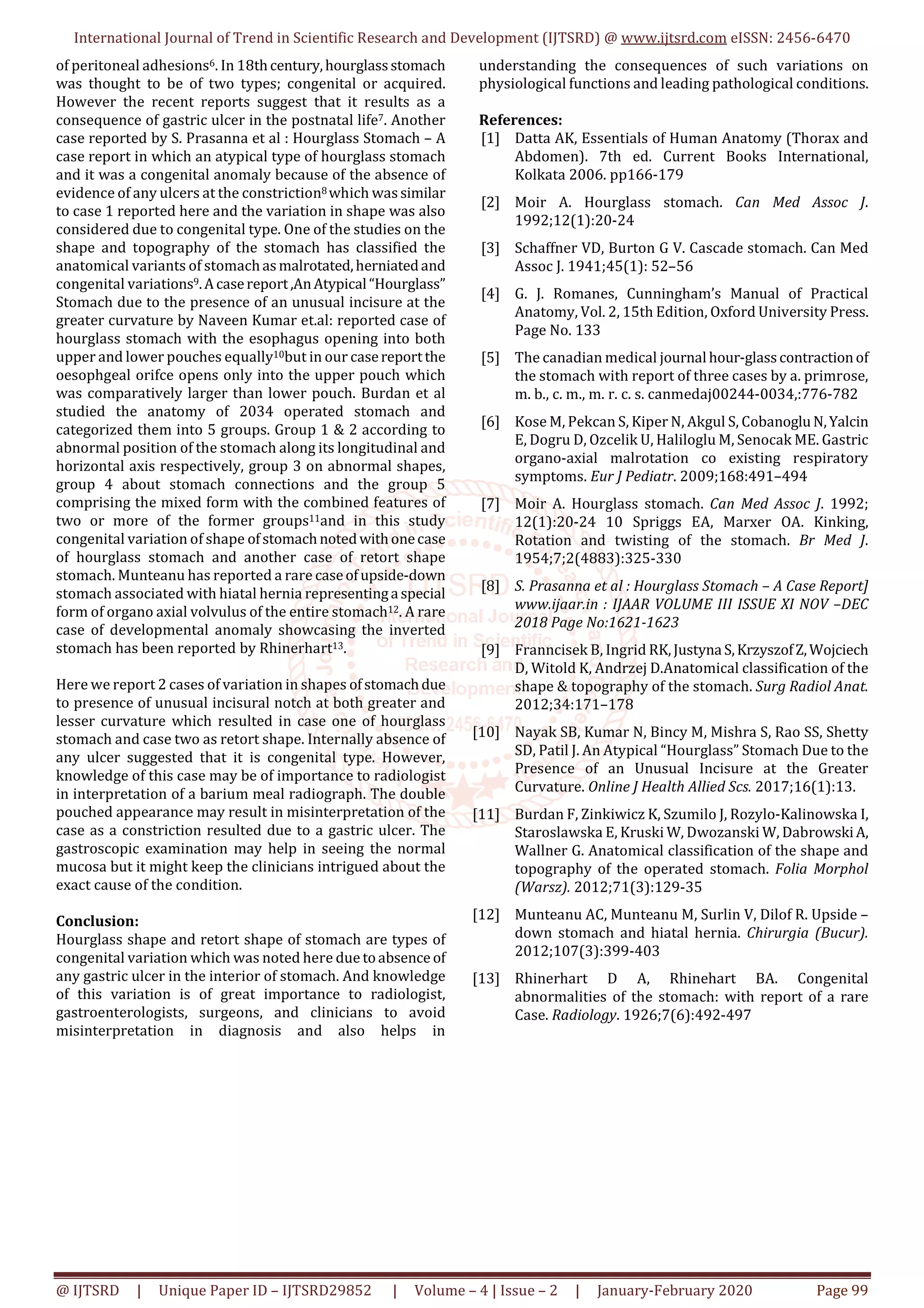 An Unusual Shapes of Stomach Case Report on Hourglass and Retort Shape ...