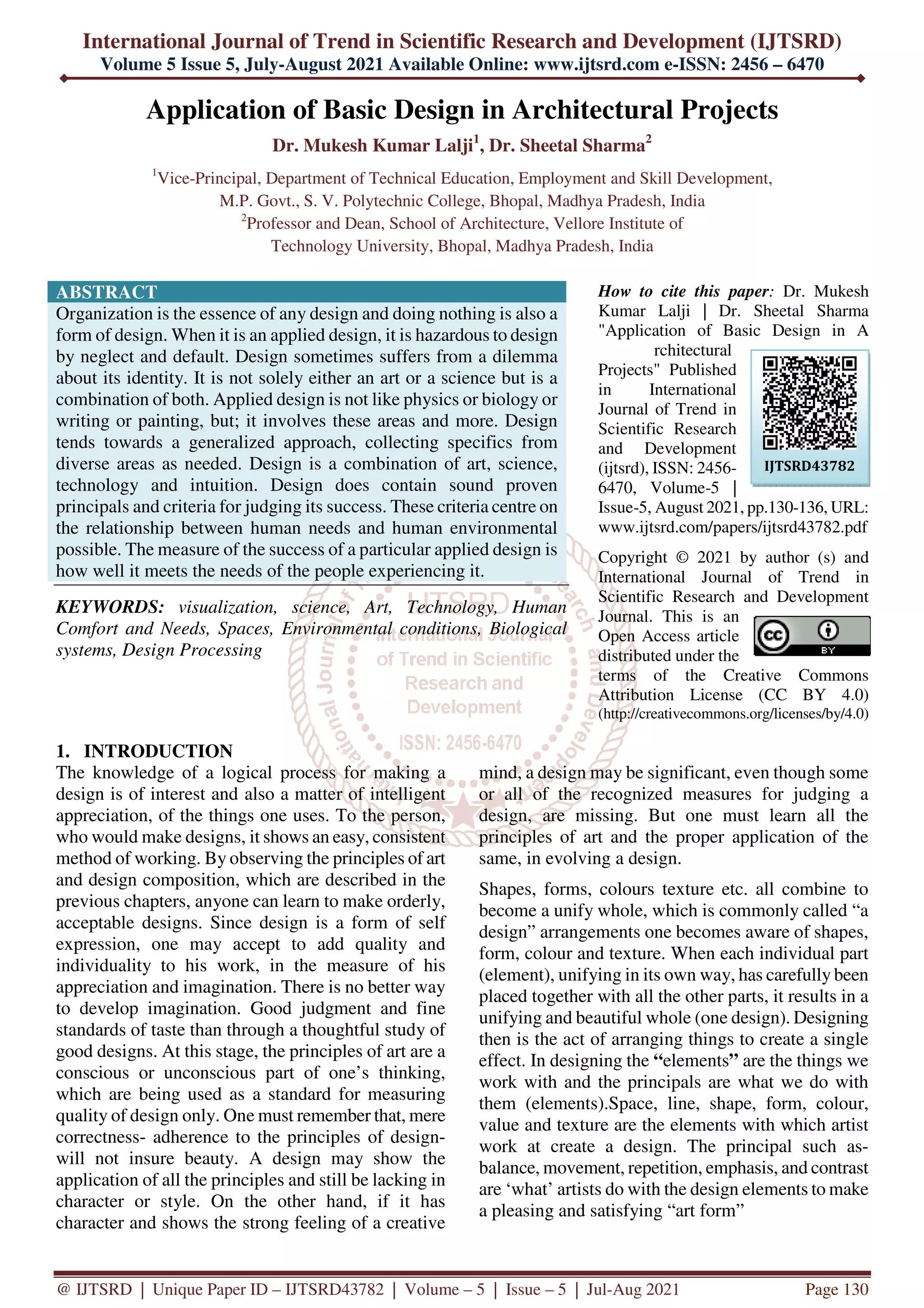 Application of Basic Design in Architectural Projects | PDF