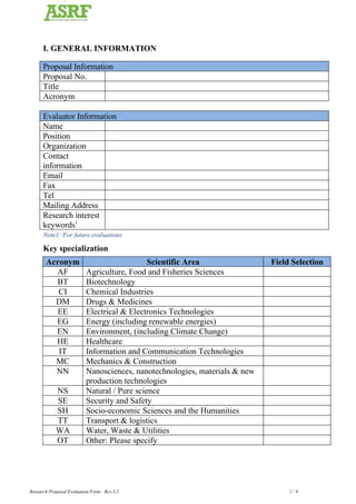 ASRF SDIG evaluation form | DOC