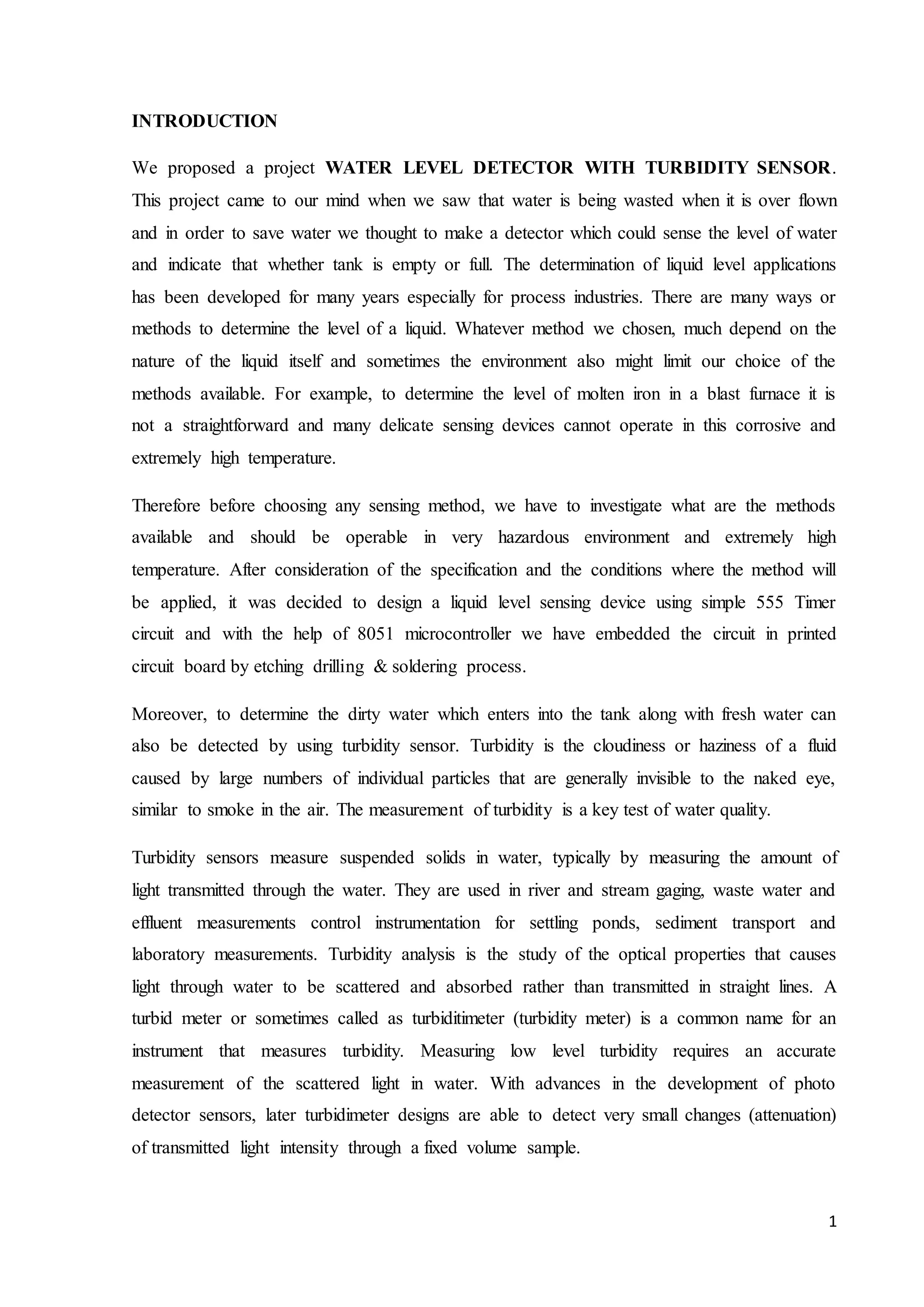 WATER LEVEL DETECTOR WITH TURBIDITY SENSOR | DOCX