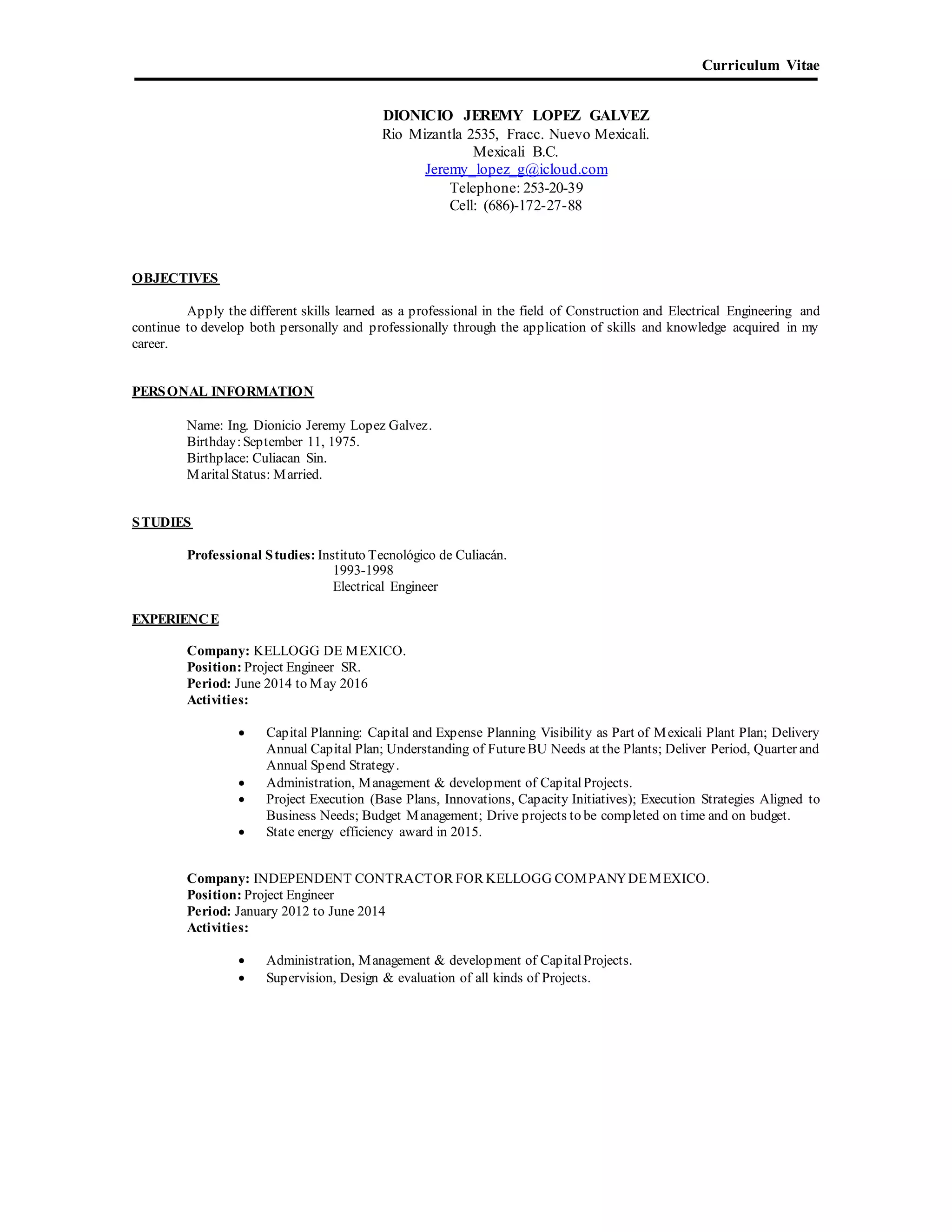 Resume Dionicio Jeremy Lopez Galvez | PDF