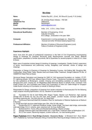 Bio-Data of Civil Engineer with 50+ Years Experience | PDF