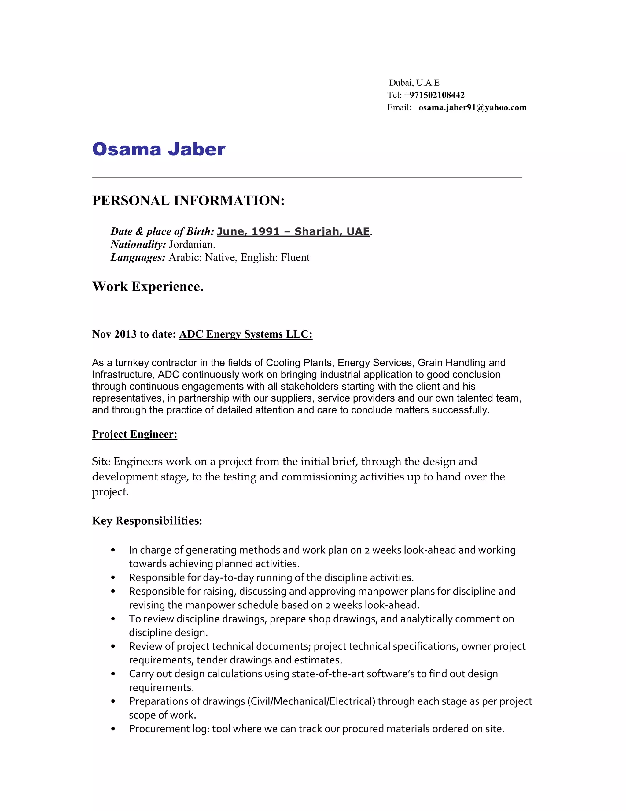 Osama-CV-uni | PDF | Civil Engineering Industry | Industries