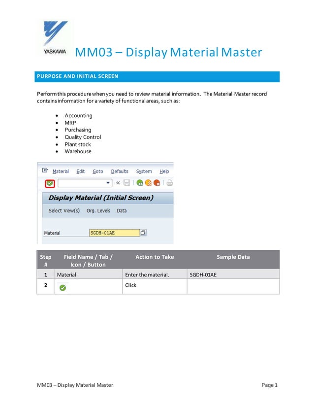 EX_2.1-MM03 Display Material Master V1.0 | DOCX | Business | Business ...
