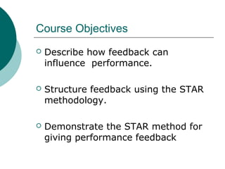 Providing Feedback to Improve Performance | PPT
