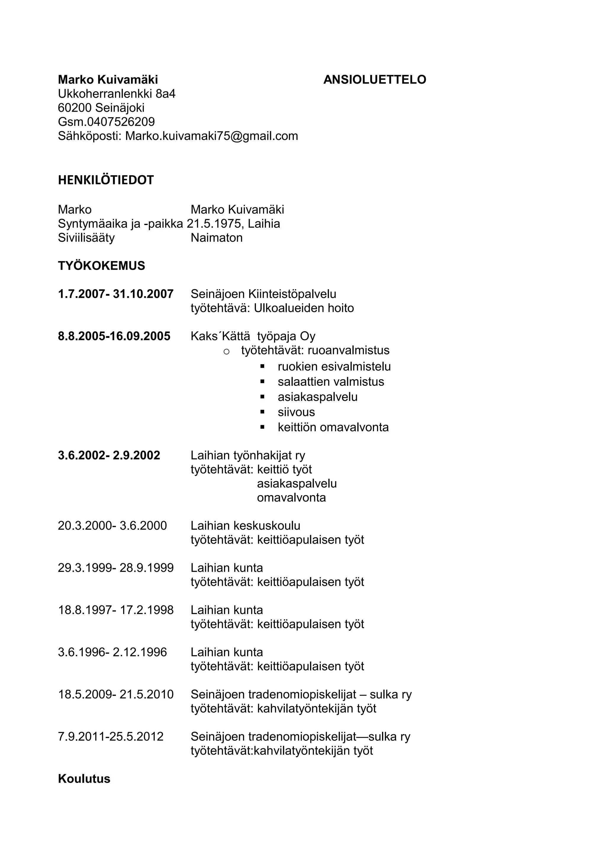 ansioluettelo 2008 | PDF