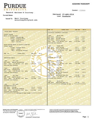 My Purdue Transcripts | PDF