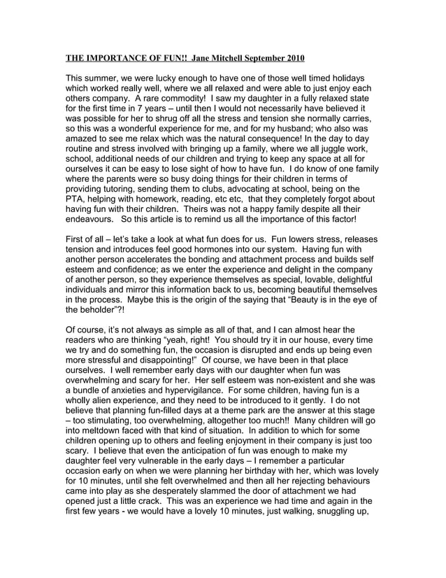 THE IMPORTANCE OF FUN | DOC