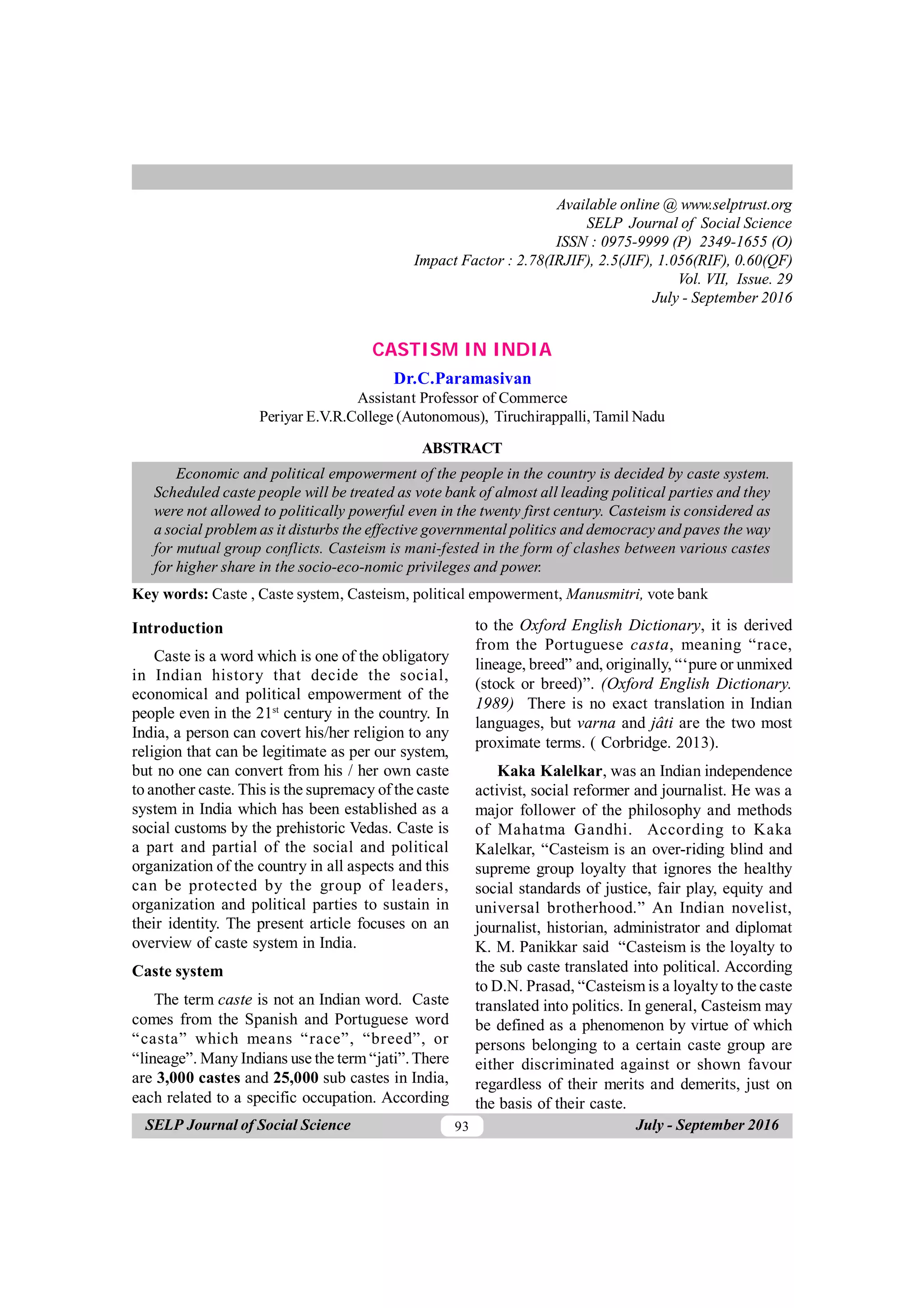 castism in india | PDF