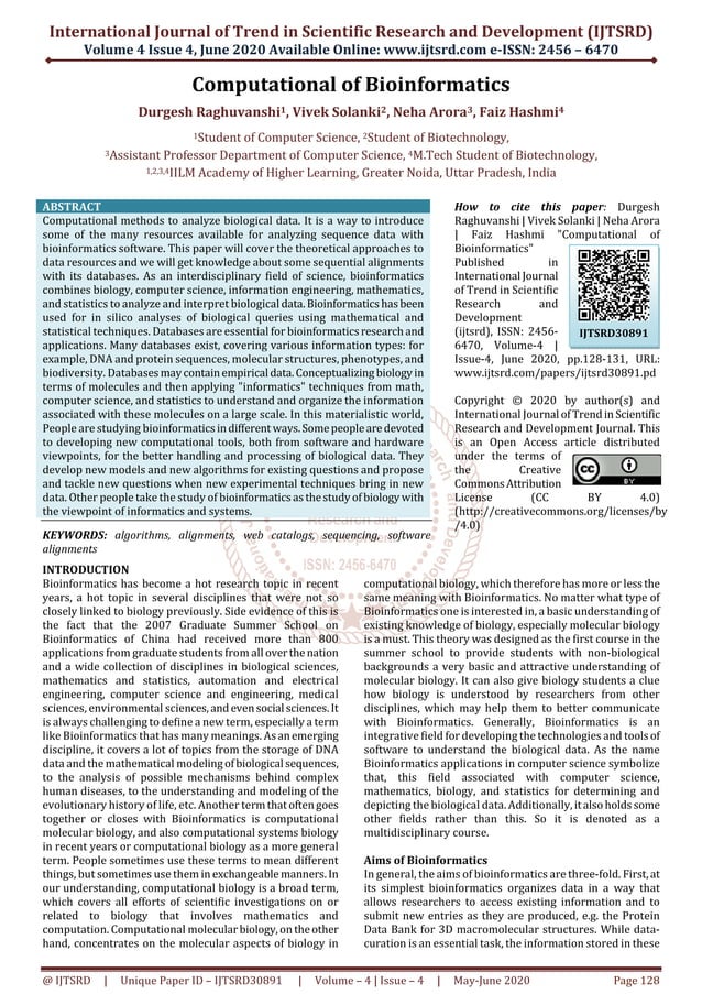Computational Of Bioinformatics Pdf Databases Computer Software 8454