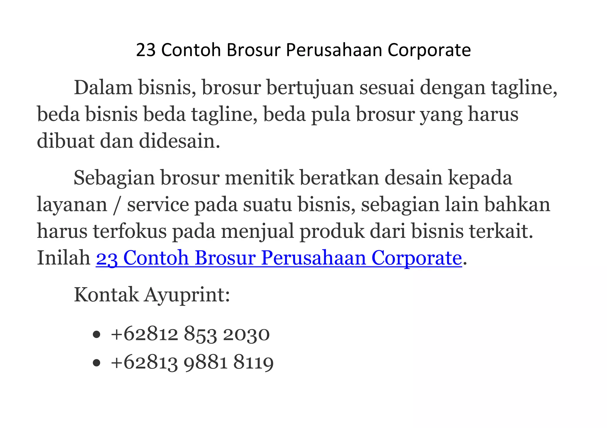 23 contoh brosur perusahaan corporate | DOCX