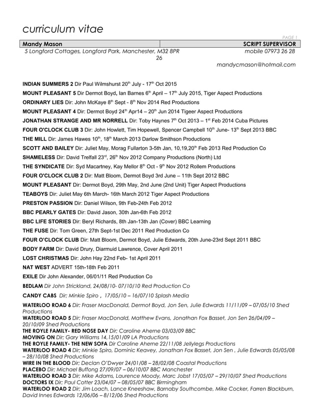 Mandy Mason CV Dec 2015 | PDF
