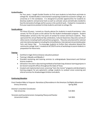 Teaching summary | PDF