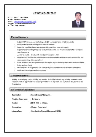 New Resume Syed Abed Hussain-2 | DOCX