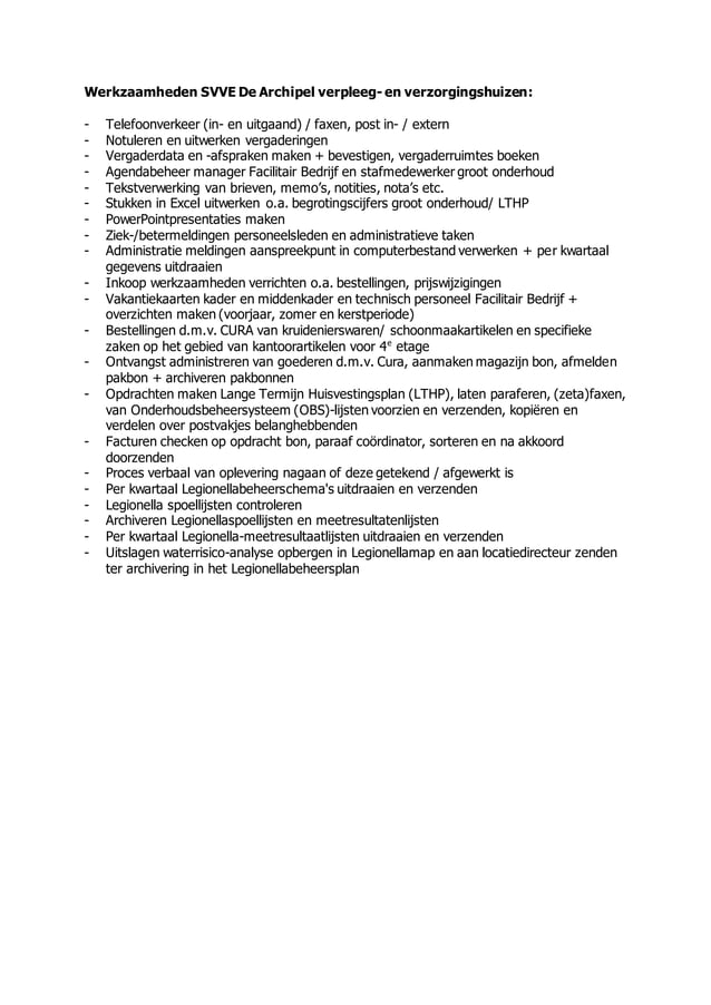 Werkzaamheden SVVE De Archipel | PDF