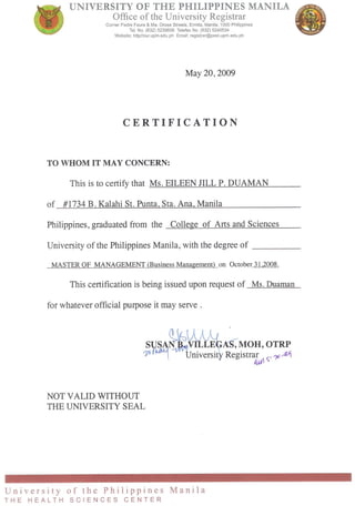 Certification of Graduation | PDF