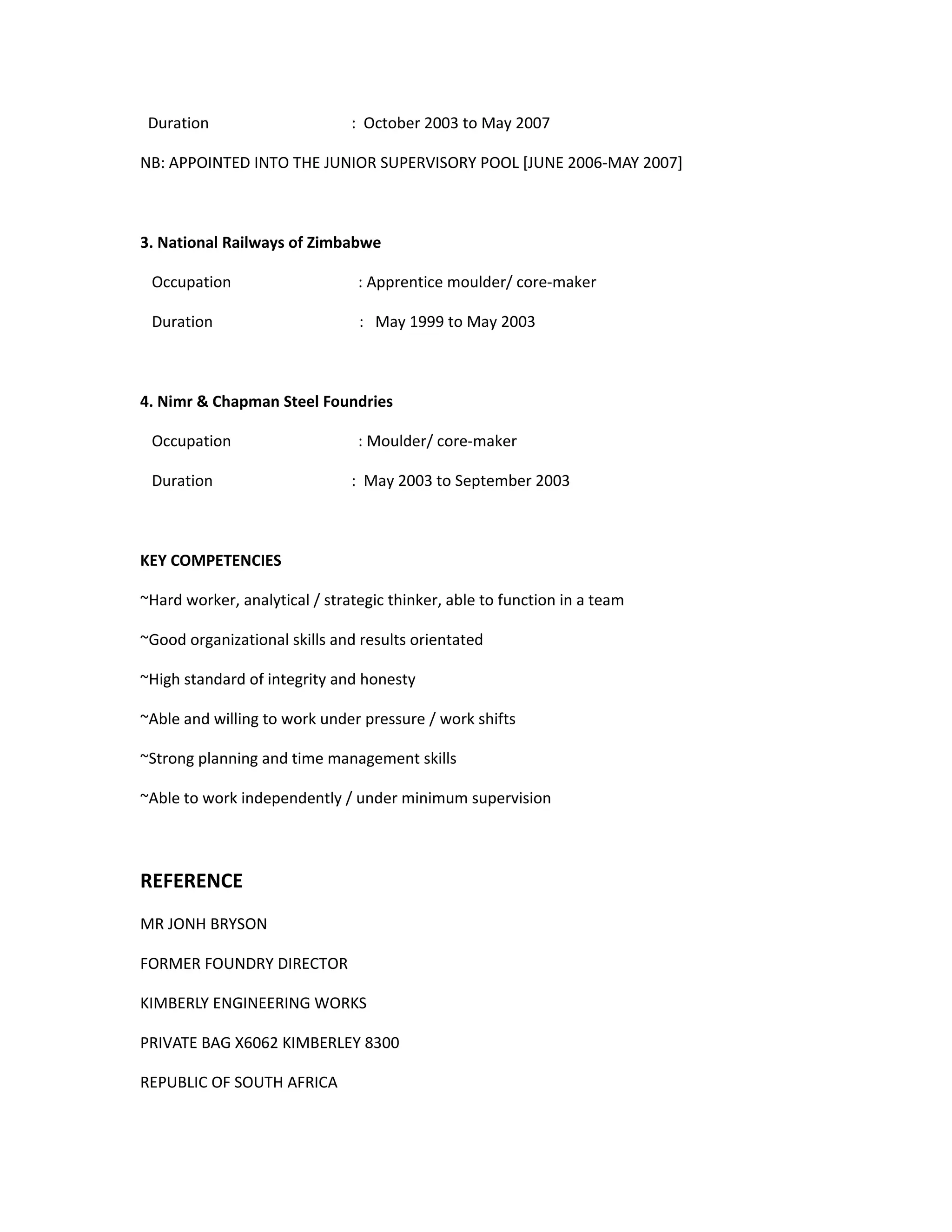 CURRICULUM VITAE mkhululi (1) | RTF | Career Planning | Careers