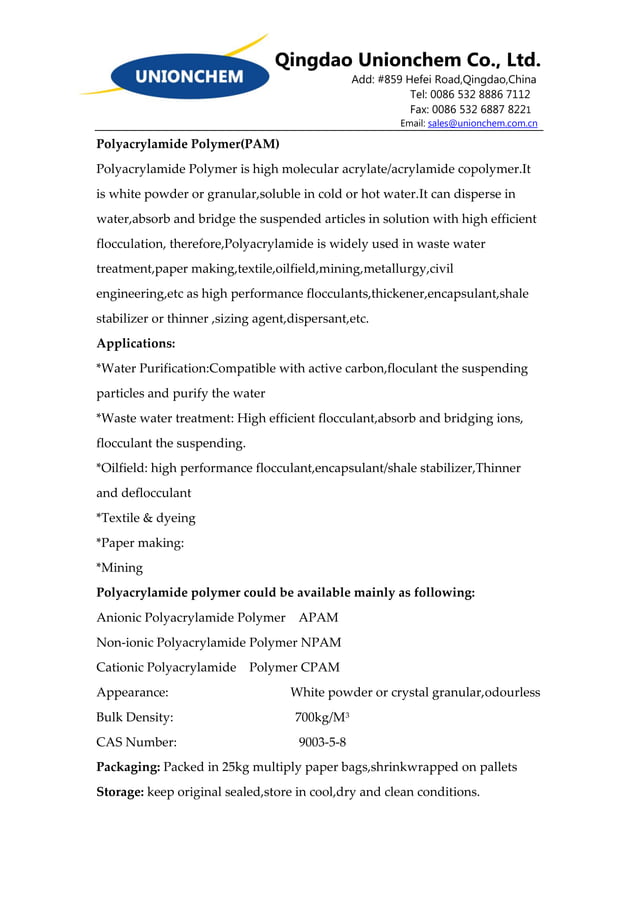 Polyacrylamide Polymer | PDF