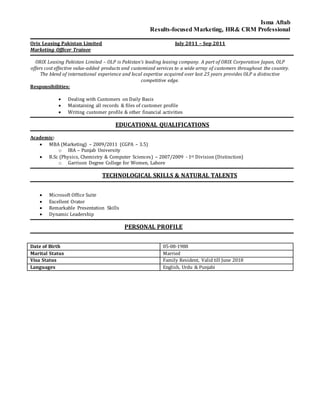 Isma Aftab CV | DOCX