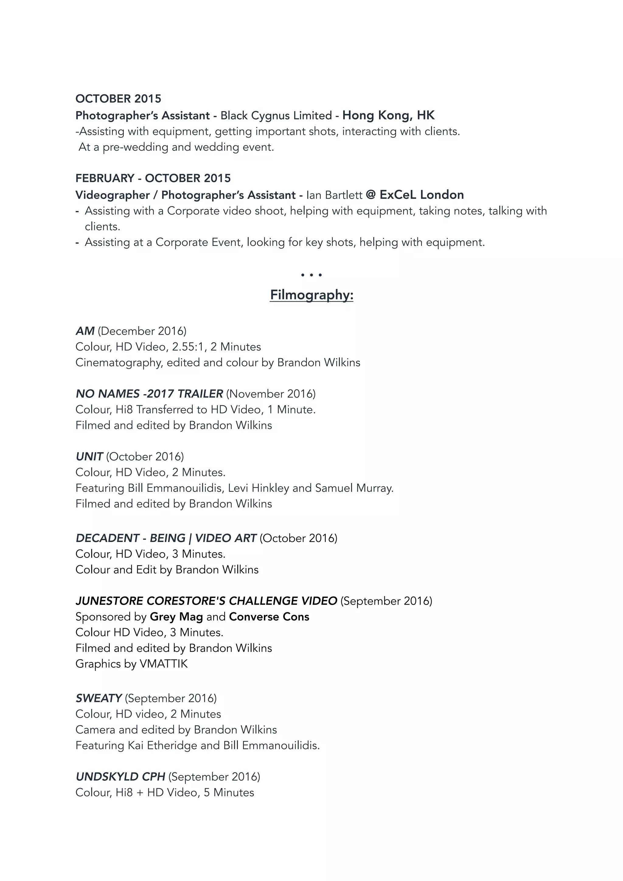 BRANDON WILKINS MEDIA RELATED CV | PDF