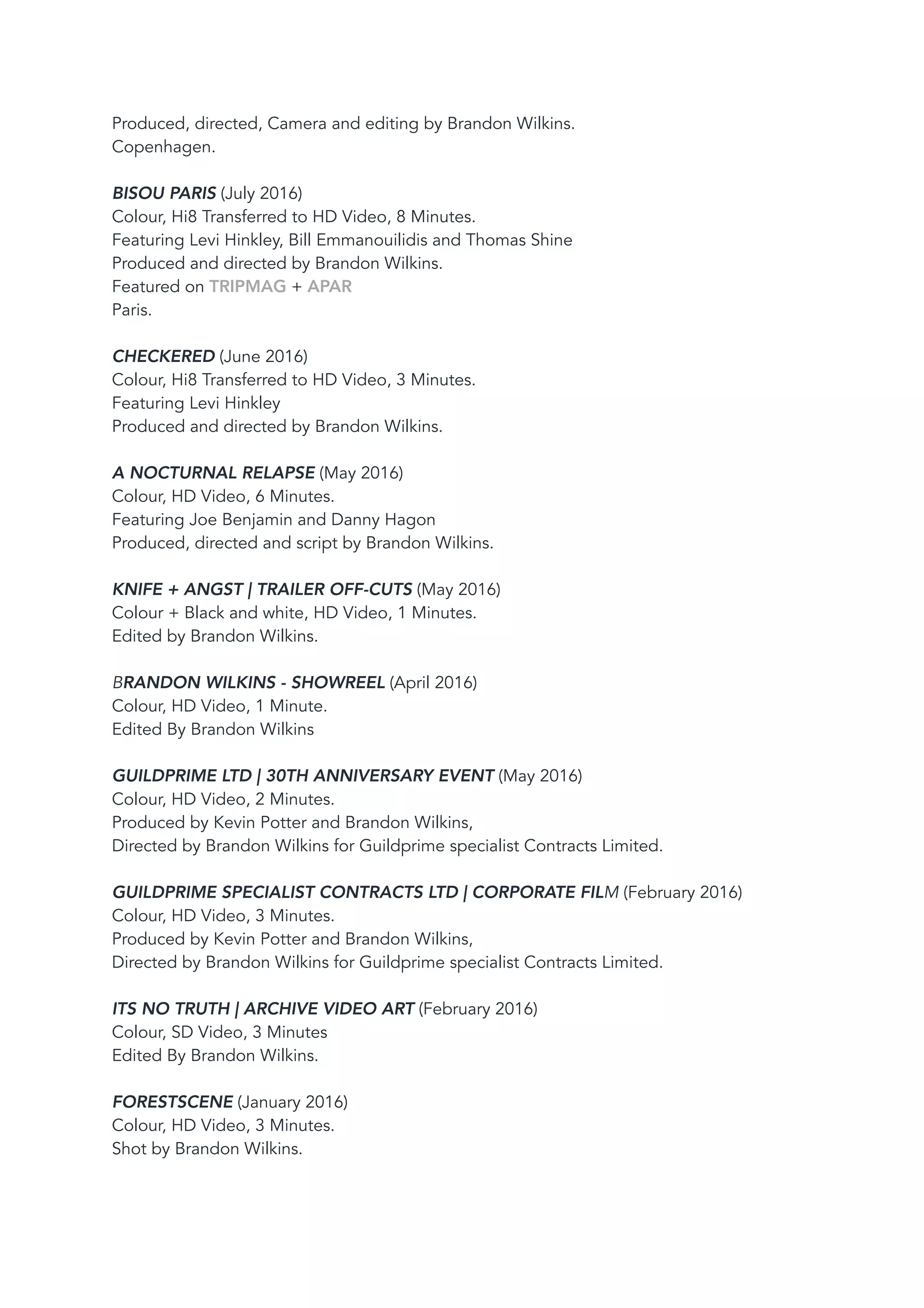 BRANDON WILKINS MEDIA RELATED CV | PDF