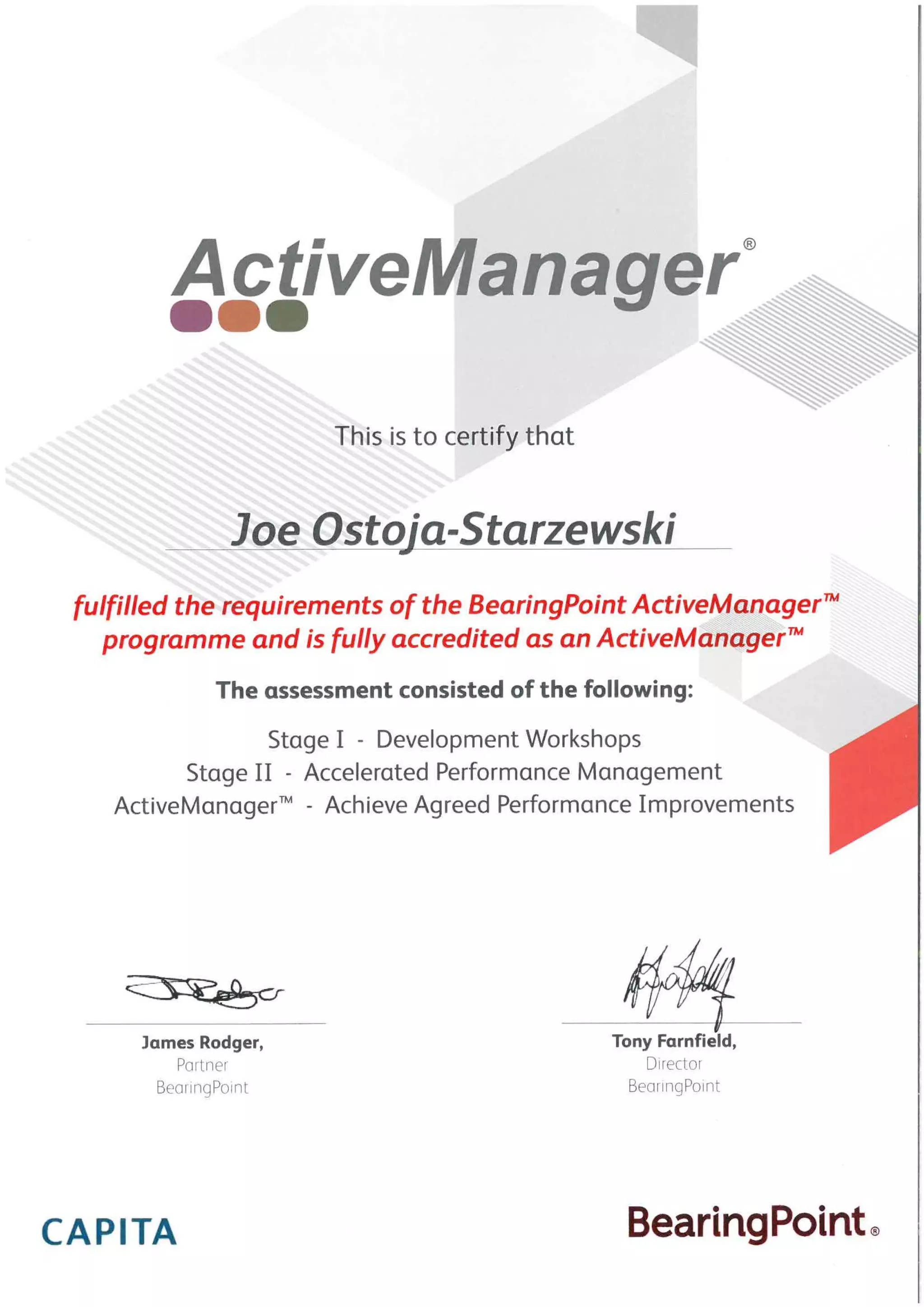 ACTIVE MANAGER QUALIFICATION CERTIFICATE DEC 2016 | PDF