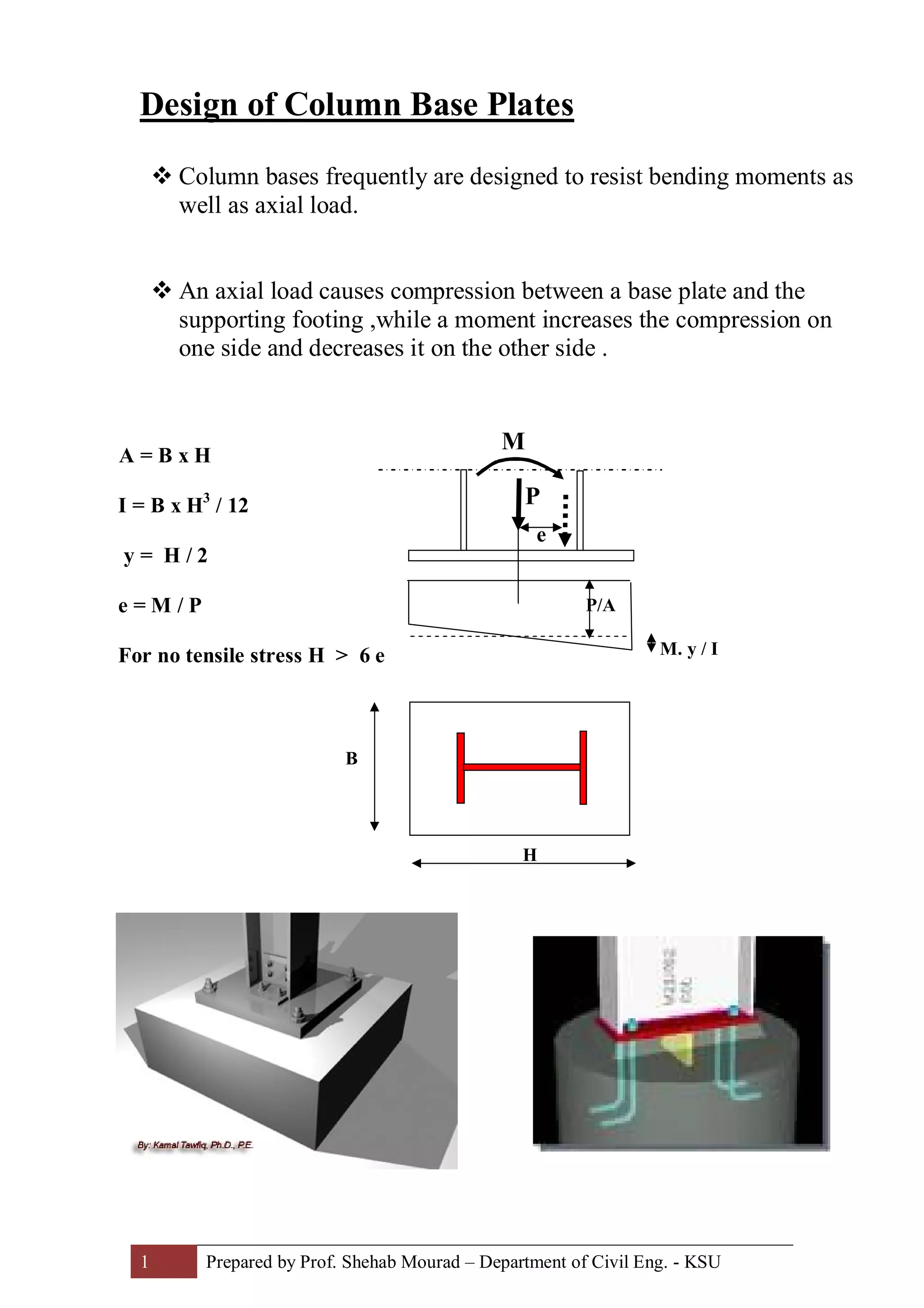 23-Design of Column Base Plates (Steel Structural Design & Prof. Shehab ...