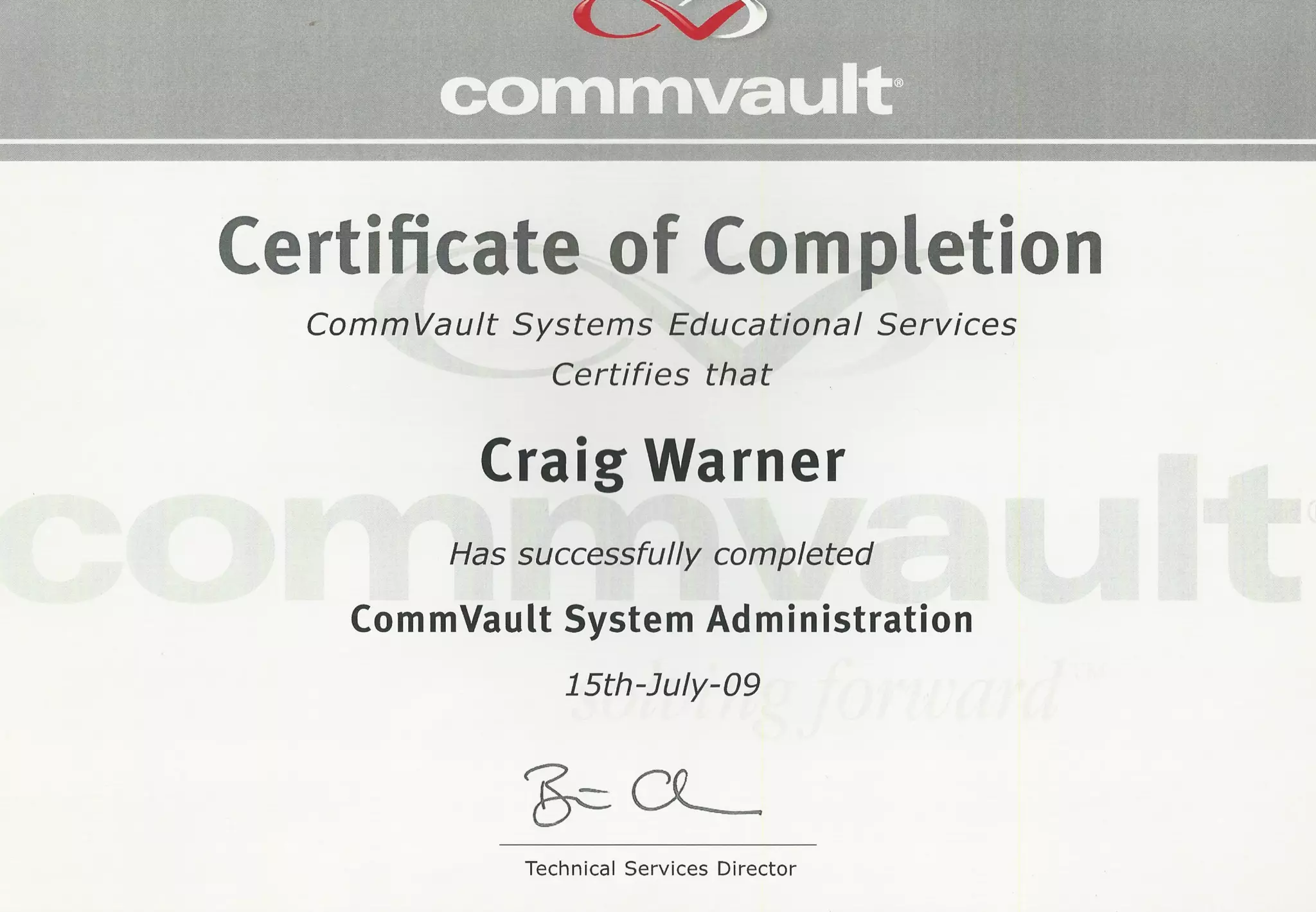 Commvault Certificate of Completion | PDF