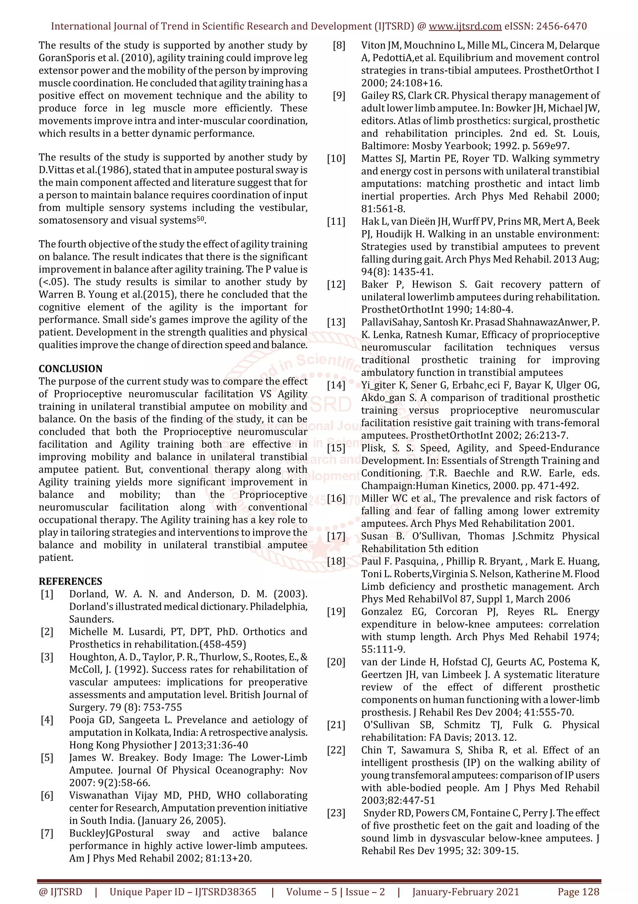 Efficacy of PNF Training Vs Agility Training on Mobility and Balance in ...