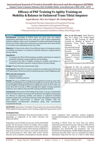 Efficacy of PNF Training Vs Agility Training on Mobility and Balance in ...