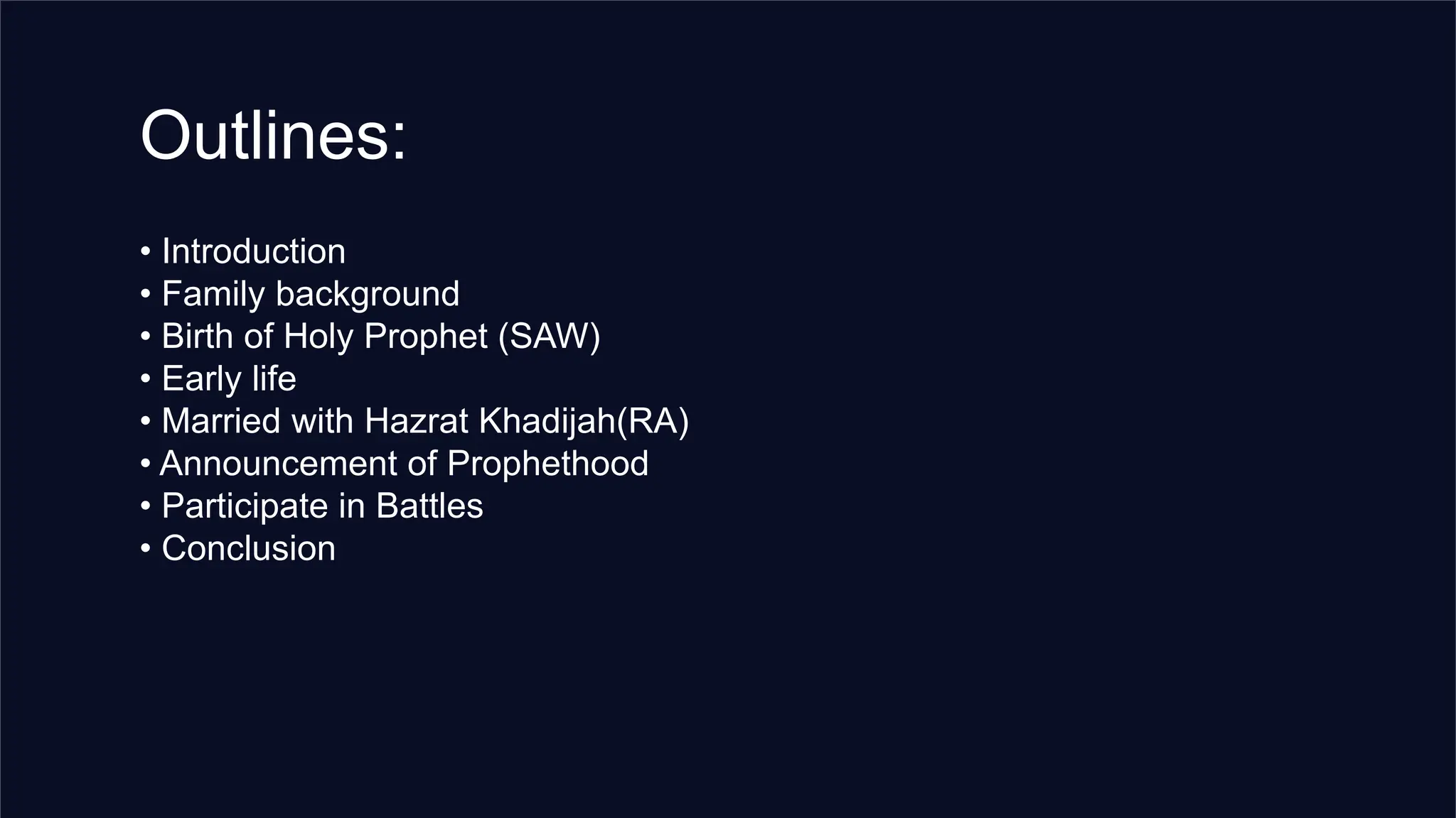 The Holy Prophet(SAW) | PPTX