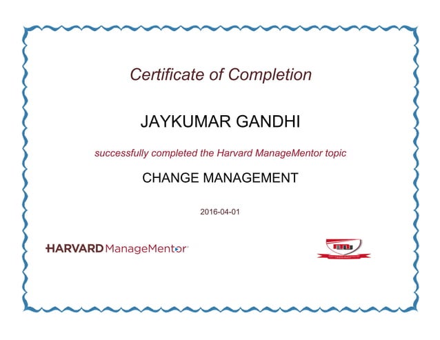 certificate of Completion of Change Management | PDF